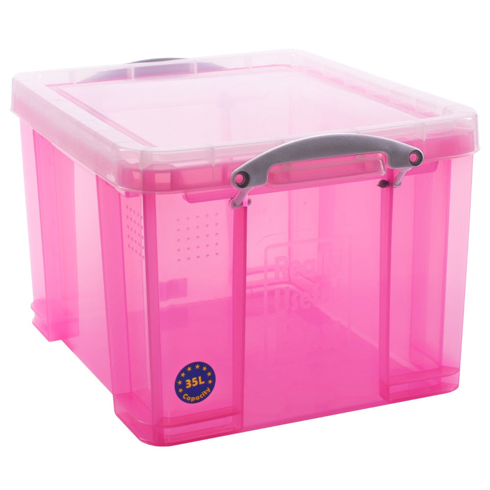 Pink plastic storage boxes store